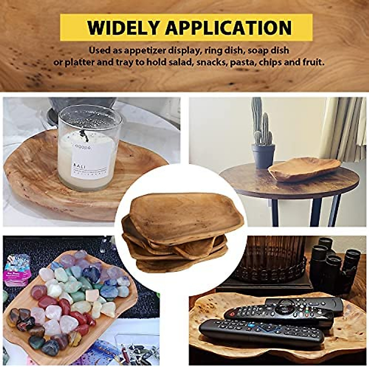 Hurricom Root Wood Dish,Vintage Ring Dish Hand Carved Artworks - 11-12 inch,Oval Shape Party Platter and Tray for Sandwich Bread Serving, Appetizer Display,