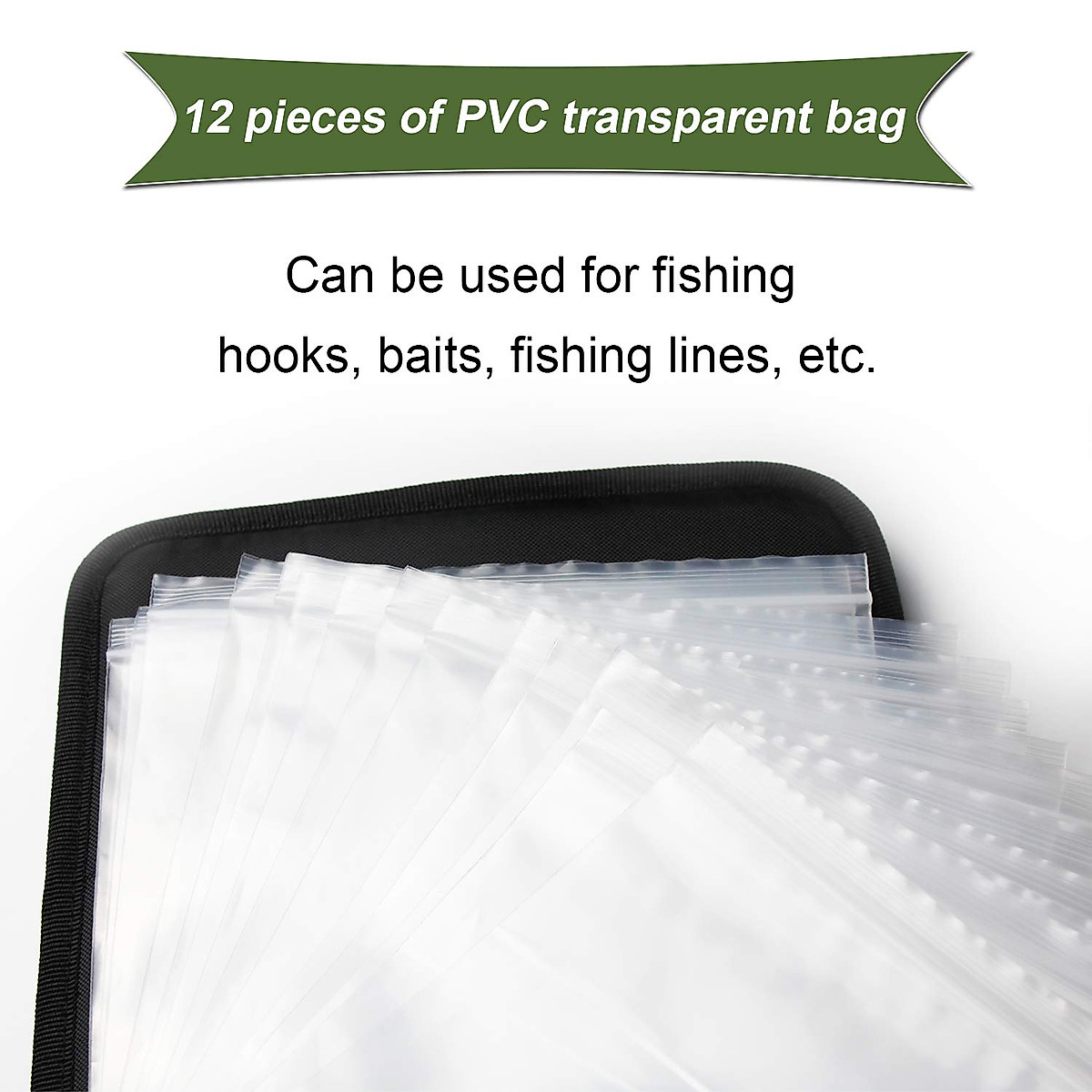 Thekuai Fishing Tackle Binder, Lure Storage Bag, Soft Bait Binder, Fishing Organized Storage Rig Bag for Baits, Rigs, Jigs and Lines, Suitable for Fresh Water and Saltwater (Camo Black/9.5" * 8.3")