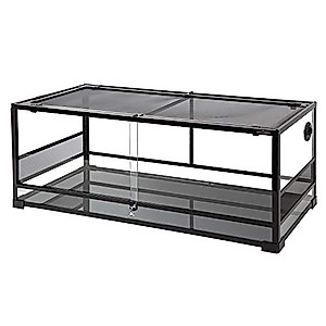 REPTI ZOO 67Gallon Reptile Large Terrarium Upgrade Glass Front Opening Tank Sliding Door with Screen Ventilation Reptile Terrarium About 48" x 18" x 18"(Knock-Down)