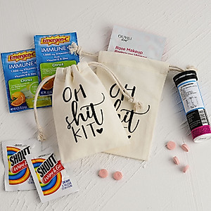 PandaSew Oh Kit Bags Party Favor Bags for Bachelorette Survival Jewelry Bag Luxury Beige Cotton Canvas Drawstring Bag for gift (20pcs 4x6 inch)