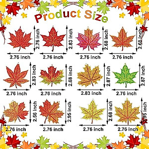 12 Pieces Fall Diamond Painting Keychains Fall Leaves Diamond Art Key Rings Double Sided Full Drill Maple Leaf 5D Diamond Pendants DIY Diamonds Hanging Ornaments for Autumn Thanksgiving Party Decor