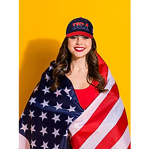 ROLVNHTV 4 Pieces USA Hats for Men American Flag Cap Adjustable Embroidered Patriotic Black Baseball Hat Trucker Hat for Men Women