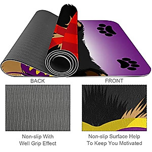 Yoga Mat, Yoga Mats for Home Workout, Workout Mat, Exercise Mats, Pilates Mat, Dog Red Scarf Purple Pattern