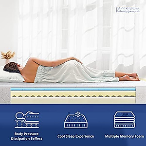 Olee Sleep 7 Inch I-Gel Deluxe Comfort Memory Foam Mattress,Queen,Beige,White, CertiPUR-US, Multi-layered foam, Supporting Body Weight,Comfort and Relieve pressure