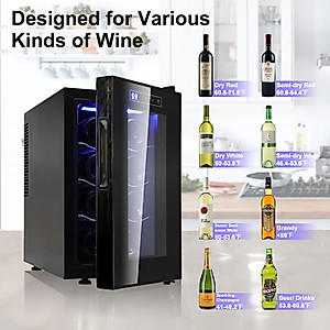 GEVEELIFE Wine Cooler Refrigerator, 8 Bottle Wine Fridge Small, Freestanding with Digital Temperature Control Mini Wine Fridge, Wine Cellar for Red, White, Champagne