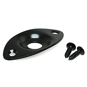 E-outstanding Oval Jack Plate Metal Indented Curved Football Shape Output Socket Plug Plate With Screws for Guitar Bass Black