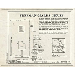 Historic Pictoric : Blueprint HABS NC,84-ALB,1- (Sheet 1 of 4) - Freeman-Marks House, 112 North Third Street, Albemarle, Stanly County, NC 30in x 24in