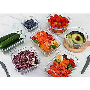 M MCIRCO 24-Piece Glass Food Storage Containers with Upgraded Snap Locking Lids,Glass Meal Prep Containers Set - Airtight Lunch Containers, Microwave, Oven, Freezer and Dishwasher
