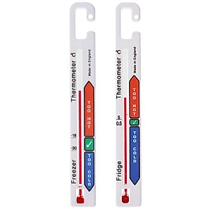 Twin Vertical Freezer/Fridge Thermometer Pack - Colour Coded Safe Temperature Zones