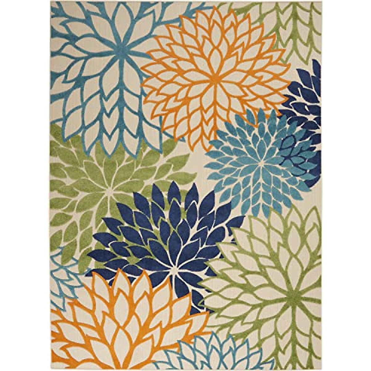 Nourison Aloha Indoor/Outdoor Multicolor 7'10" x 10'6" Area-Rug, Tropical, Botanical, Easy-Cleaning, Non Shedding, Bed Room, Living Room, Dining Room, Deck, Backyard, Patio (8x10)