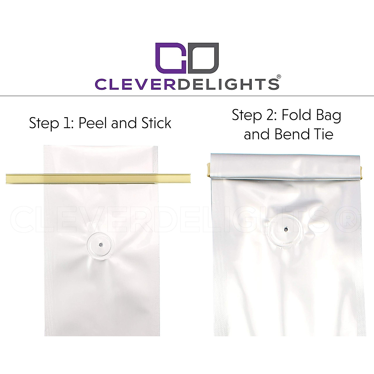 CleverDelights Peel and Stick Tin Ties - 7 Inch - Gold - 100 Pack