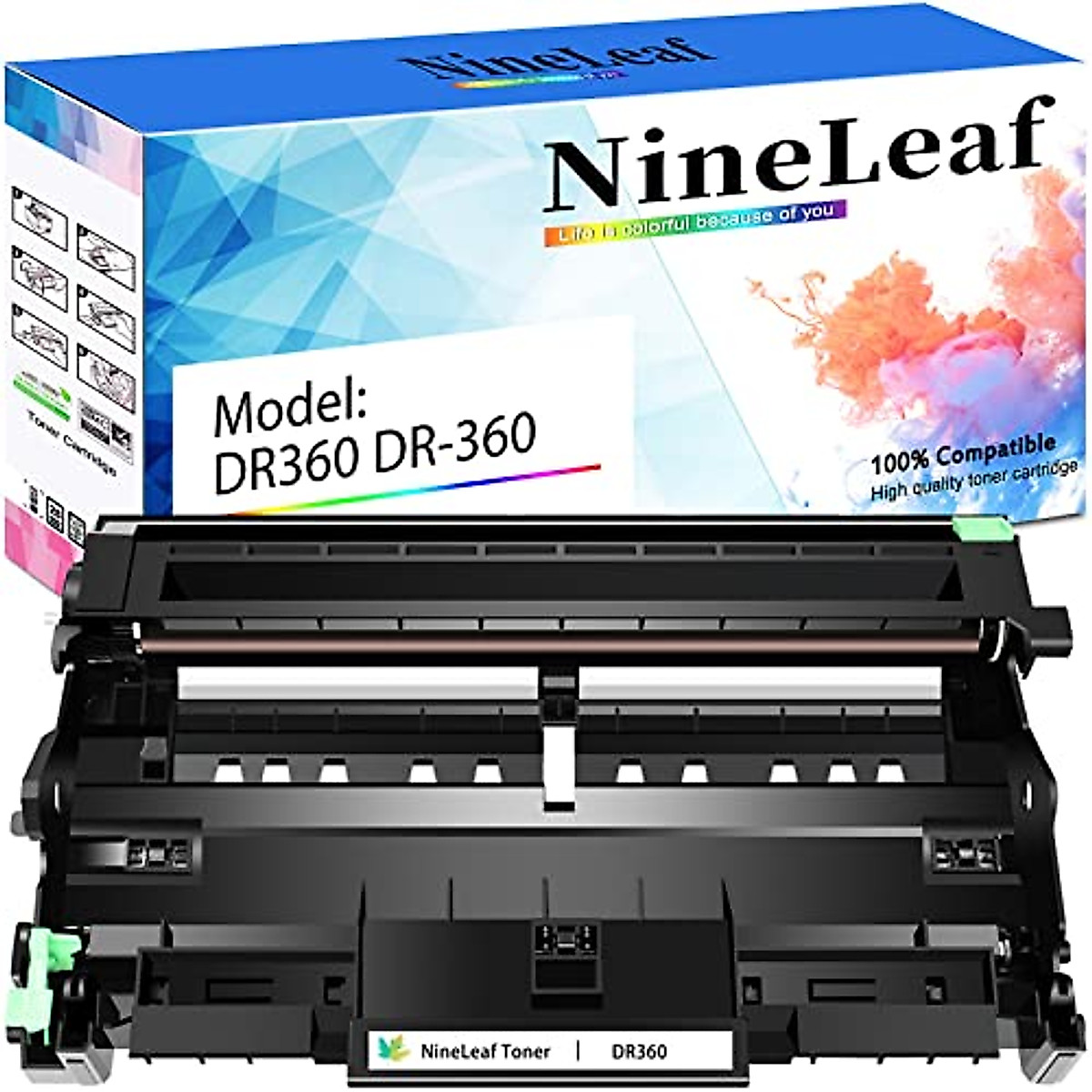 NineLeaf Compatible Drum Unit Replacement for Brother DR360 DR 360 DR-360 DCP-7040 DCP-7030 MFC-7840W MFC-7340 MFC-7440N HL-2140 HL-2170W HL-2150N Printer (Black,1 Pack)
