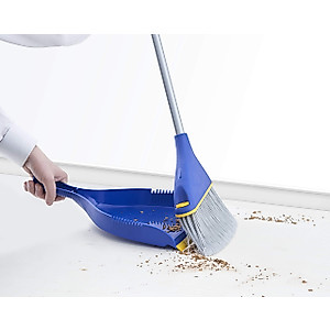 Superio Clip-On Dustpan - Heavy Duty Plastic, Easy Grip Clip-On Dust Pan with Rubber Edge, Detailed Sweeping Debris, Fits Standard Brooms Home & Commercial Dusting & Cleaning Tool, Blue, 2-Pack