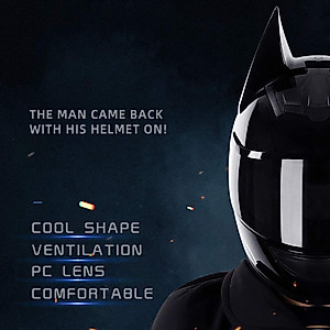 DCLINA Full Face Motorcycle with Cat Ears for Men Women, Kids Knight Helmets Adult Flip Up Visors Motocross Helmet Street Crash Scooter ATV Modular Helmet DOT Certified, Bright Black (54-62cm)