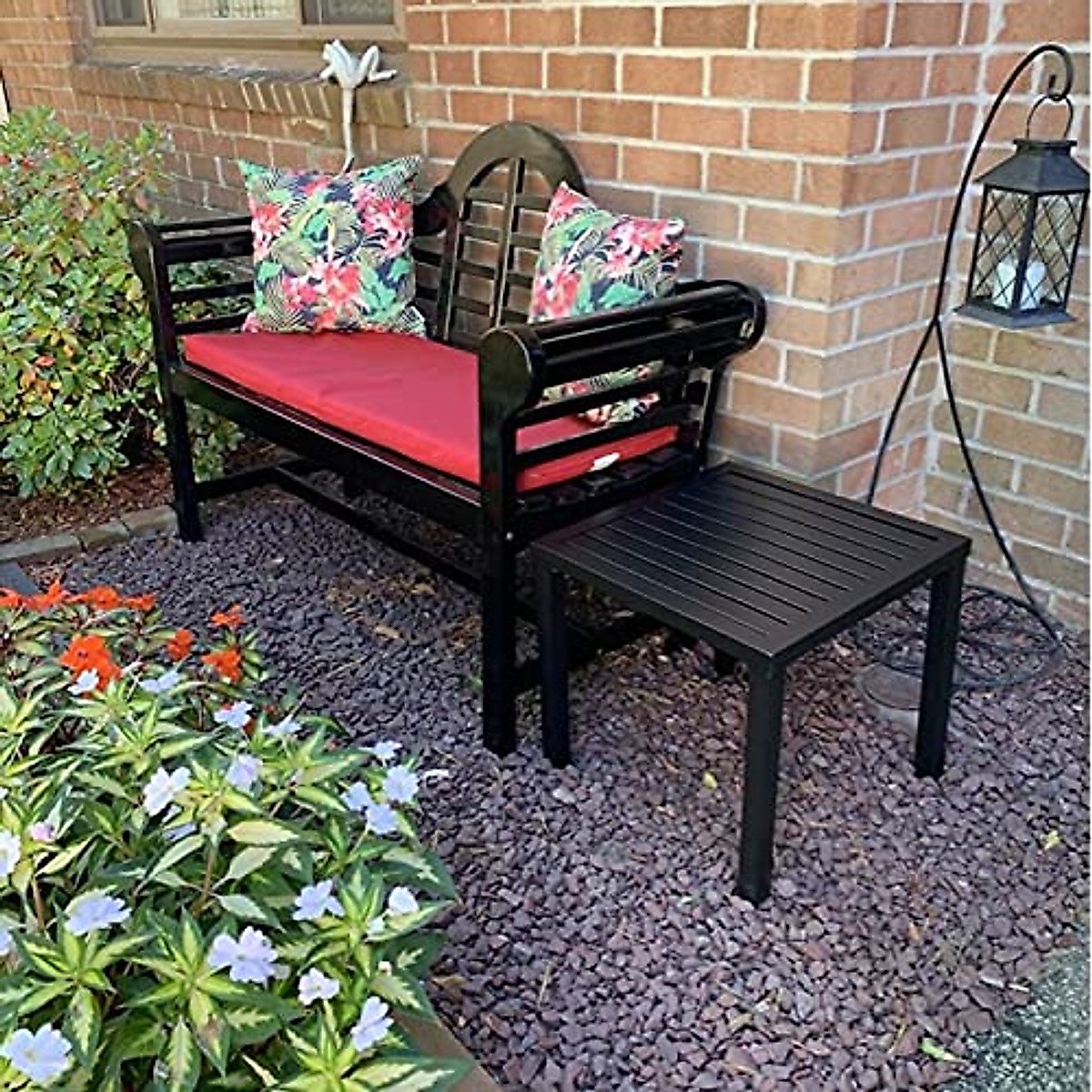 Sophia & William Small Metal End Side Table, Indoor Outdoor Square Bistro Tables, Portable Coffee Table, Rust & Weather Resistant, Black, 18.9"