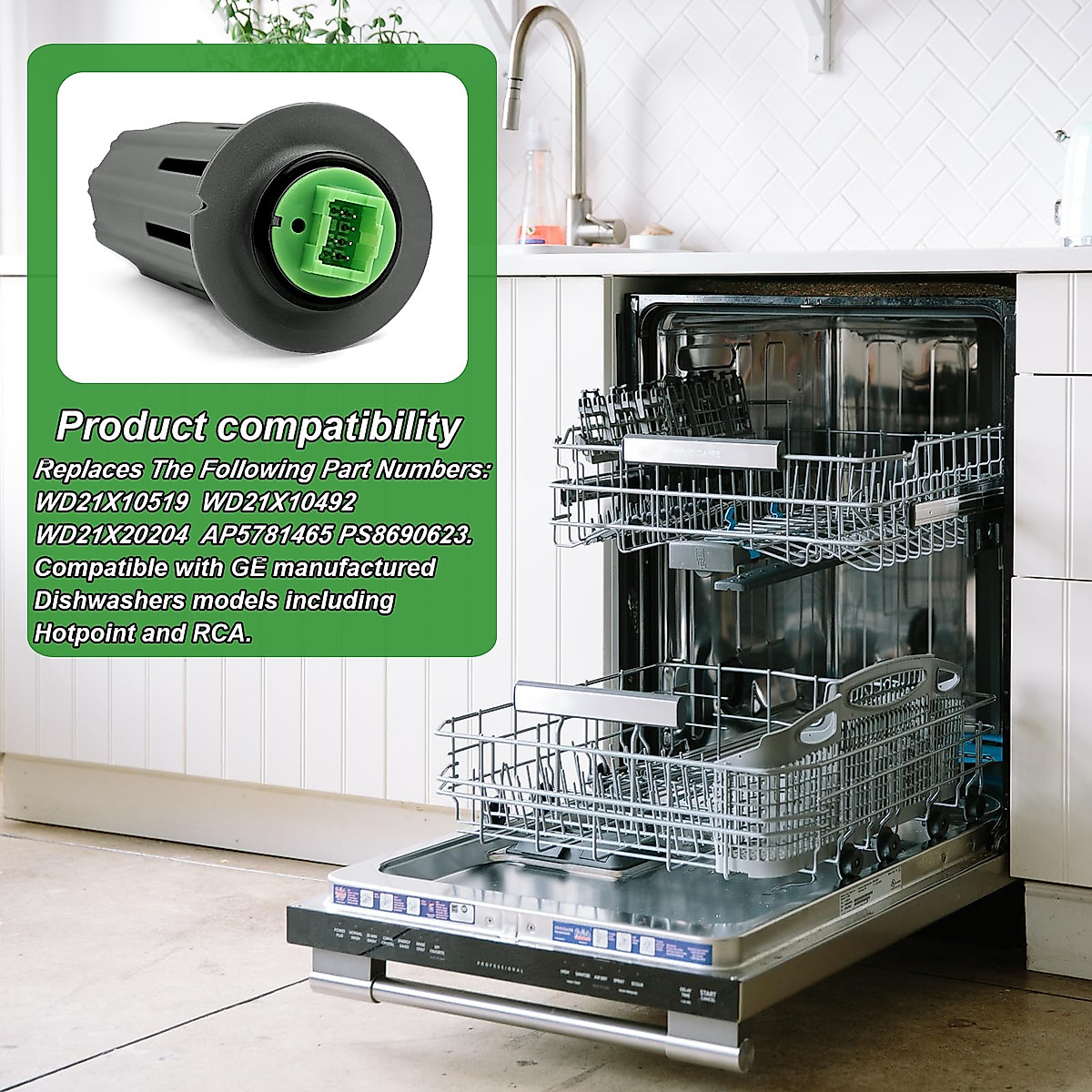 Dishwasher Flood Switch Asm GE WD21X10519 Replacement for GDT GDF Series GE Dishwasher Appliance,Replaces NO.#: AP5781465 PS8690623 WD21X10492 WD21X20204