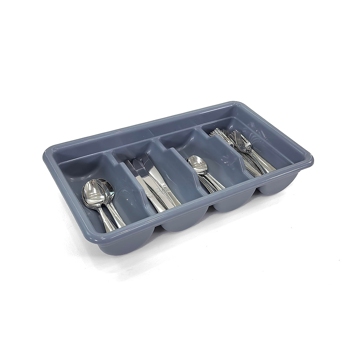 Farag Janitorial Cutlery Bin | Flatware Bin 4 Compartment Plastic | Commercial Cutlery Box Gray | Polypropylene Plastic.