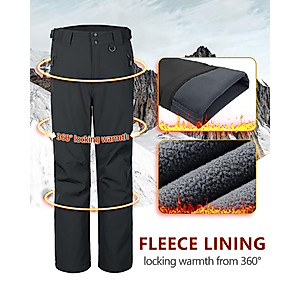 33,000ft Men's Winter Snow Ski Fleece Lined Pants Warm Waterproof Softshell Insulated for Snowboard Outdoor Work Hiking