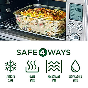 LocknLock Purely Better Glass Food Storage Container with Lid, Rectangle-51 oz, Clear