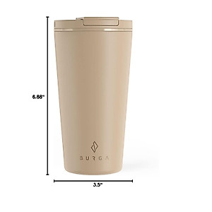 BURGA Travel Coffee Mug (16oz) – Spill-Proof, Secure-Seal Insulated Coffee Mug – Scratch-Resistant, Stainless Steel Travel Mug Stays Hot or Cold – Anti-Slip Coffee Tumbler – Nude Marble Travel Mug