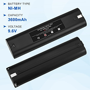 Upgraded to 3600mAh 9.6V Replacement Battery Compatible with Makita 9.6V Battery Ni-Mh 9000 Battery 9001 9002 9033 9600 96003 191681-2 632007-4 6096D 6093D DA391D 6095D Cordless Power Tools - 2 Pack