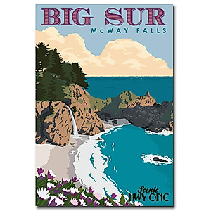 Big Sur McWay Falls Travel Art Refrigerator Magnet Size 2.5" x 3.5"
