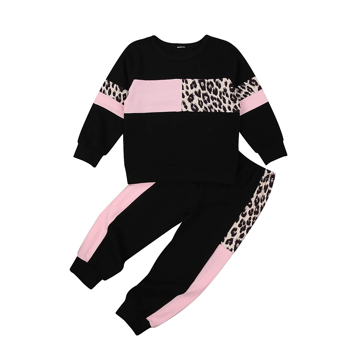 Toddler Baby Girl Clothes Long Sleeve Pullover Top Sweatshirt Pants Fall Winter Outfits (Black, 2T / 3T)