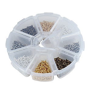 Linsoir Beads Metal Screw Eye Pins Hooks 4X10mm Heavy Duty Screw Eye Pins for DIY Jewelry Making Mixed Colors Plated Eye Bolt Arts & Crafts Project 200 Pcs/lot