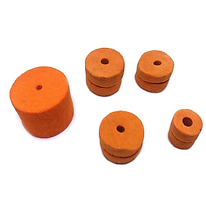 TUOREN 9 Piece Drum Felt Pad Kit Cymbal Felts Hi-Hat Clutch Felt Cushions Pedal Beater Felt Head Replacement for Drum Set Orange