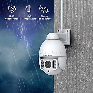 FOSCAM HT2 1080p Outdoor 2.4g/5gHz WiFi PTZ IP Camera, 4X Optical Zoom Pan Tilt Security Surveillance Speed Dome, 2-Way Audio with Mic & Speaker, 165ft Night Vision, CMOS Image Sensor, IP66