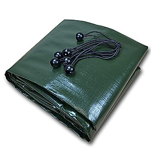 Alion Home Waterproof Poly Tarp Carport Canopy Replacement Garage Shelter Cover w Ball Bungees for Low & Medium Peak(Frame Not Included) (12' x 16', Dark Green)