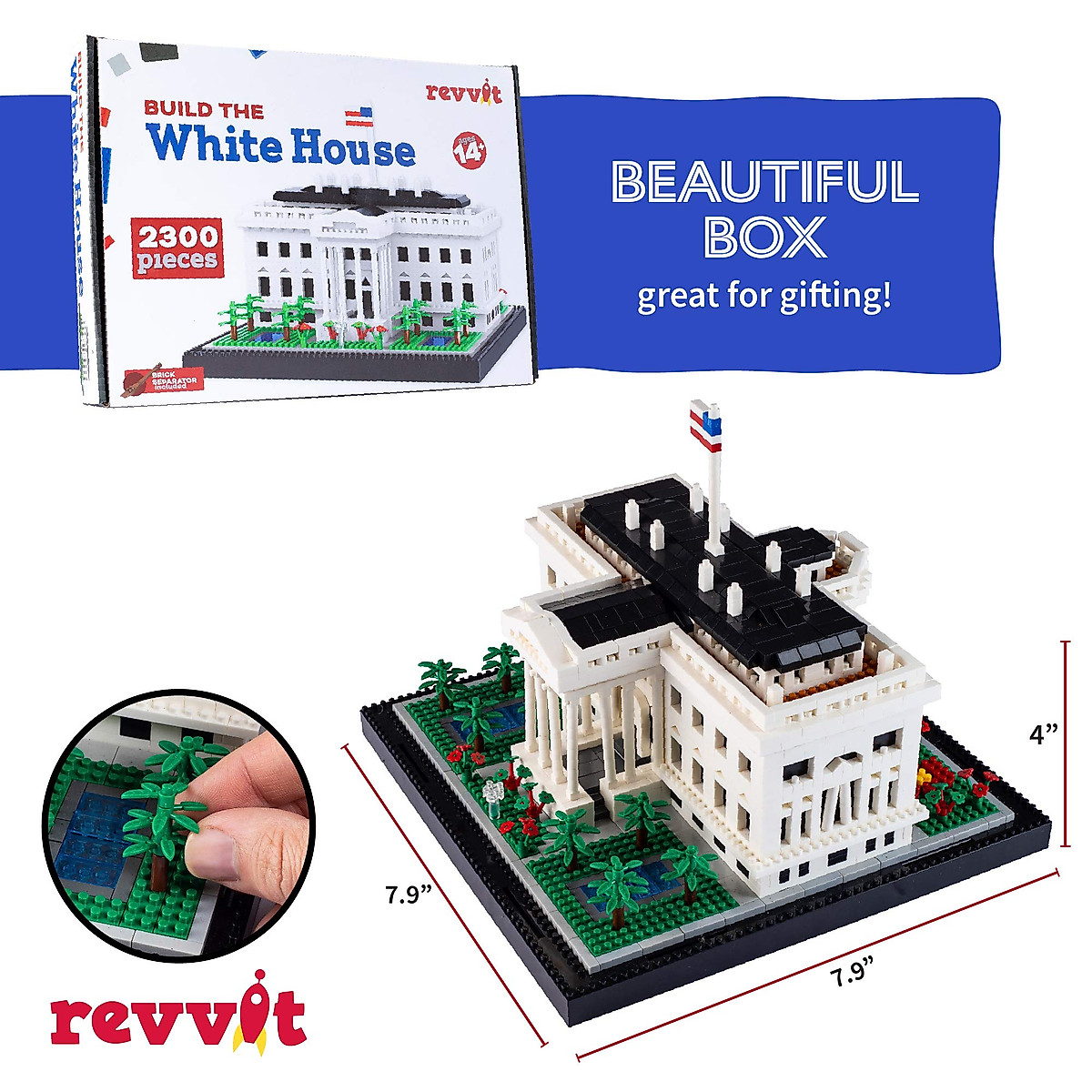 REVVIT Architecture White House Micro Building Blocks (2300 Pieces) Creative Building Set for Adults and Teens.