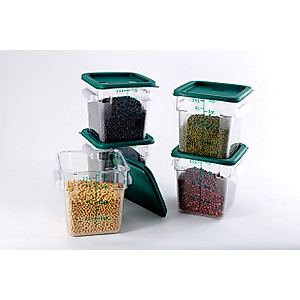 Hakka 4 Qt Commercial Grade Square Food Storage Containers With Lids,Polycarbonate,Clear - Case of 5