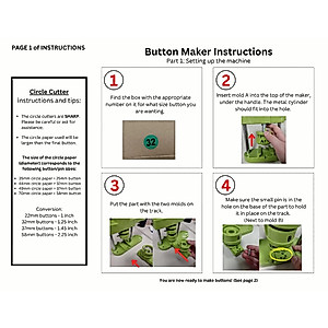 Button Maker Machine 75mm, 3-inch Green Badge Pin Press Button Making Kit with 400Pcs Free Blank Round Button Parts Metal Pin Back & Picture Paper & Plastic Mylar & Cutter, for DIY Keepsake Gift