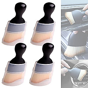 4 PCS Car Interior Cleaning Tool, Soft Bristles Car Detailing Brush, Auto Interior Cleaning Brush Dust Collectors, Curved Design Dust Removal Clean Brush for Dashboard, Air Conditioner Vents (4 PCS)