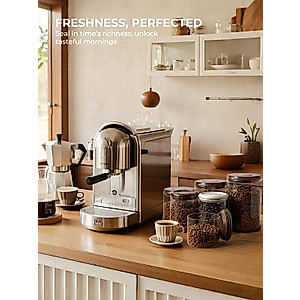 JIMALL Pop Top Food Storage Containers, Stackable Food Containers with Lids Airtight, Leak-proof Containers for Cereal Flour & Sugar, 4 Piece Set-3.5Qt,2.9Qt,2.1Qt,1.3Qt