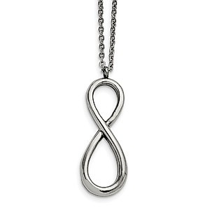 Solid Stainless Steel Infinity Love Knot Symbol Symbol Pendant Necklace Charm Chain - with Secure Lobster Lock Clasp 18"