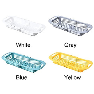 Creahappy 14inch Extendable Over the Sink Colander Strainer Basket Adjustable Strainer Sink Washing Basket Collapsible Colander Fruit Vegetable Strainer Drainer Basket for Kitchen Sink