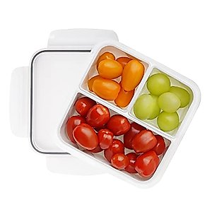 carrotez Food Storage Containers, 3 Compartment Portion Control Container, Snack Container for Adults, Microwave safe, BPA Free, Reusable, 2.4 Cup (570ml)