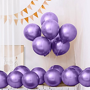 Purple Balloons, 5 Inch Balloons 50pcs, Purple Chrome Balloons, Purple Metallic Balloons, Foil Balloons, Balloons for Party Decoration, Purple Round Balloon Arch
