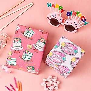 MAYPLUSS Birthday Wrapping Paper Sheet - 12 Folded Flat - Colorful Birthday Text - 19.7 inch X 27.5 inch Per Sheet