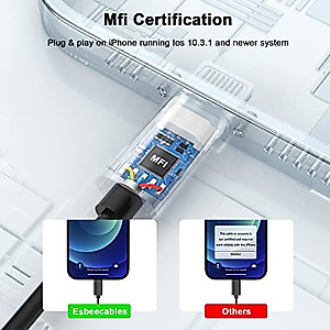 Coiled Aux Cord for iPhone, [Apple MFi Certified] 3.3ft Coiled Lightning to 3.5mm Aux Audio Adapter Cable Compatible with iPhone 14 13 12 11 XS XR X 8 7 6 for Car Home Stereo Headphone Speaker, Black