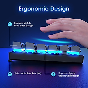 RisoPhy Mechanical Gaming Keyboard, RGB 104 Keys Ultra-Slim LED Backlit USB Wired Keyboard with Blue Switch, Durable ABS Keycaps/Anti-Ghosting/Spill-Resistant for PC Mac Xbox Gamer