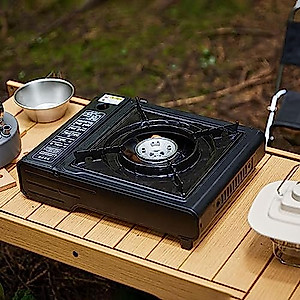 Camping Stove Gass, Outdoor Stove Single Burner, Gass Cooker Single Burner Stove, Camping Stove with Automatic Ignition, Portable Camp Grill for Outdoor Cooking Grill, Bbq, Hiking, Camping Gear