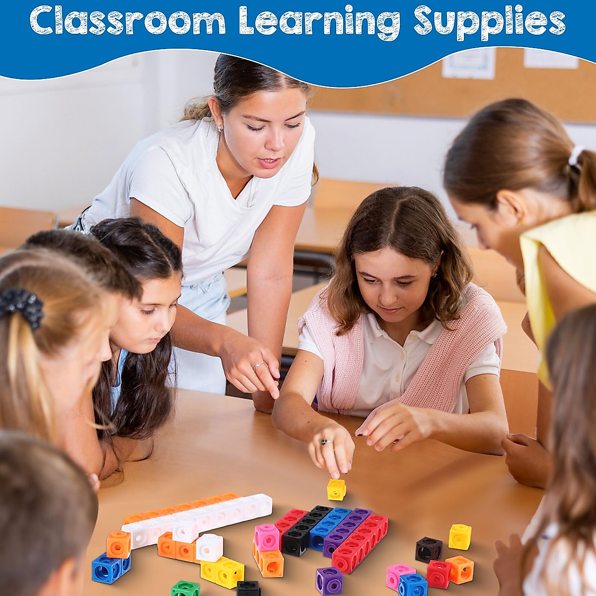 Libima 500 Pieces Math Manipulatives Cubes Set Number Toy Blocks Linking Colorful Cubes Math Cubes for Aged 6+ Counting Cubes Blocks Educational Cube Toys Math Counter Preschool Learning Activities