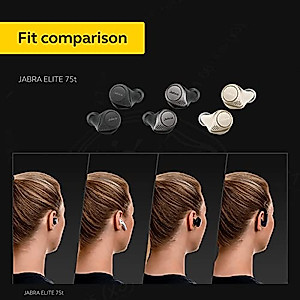 Jabra Elite 75t – True Wireless Earbuds with Charging Case, Gold Beige – Active Noise Cancelling Bluetooth with a Comfortable, Secure Fit, Long Battery Life, Great Sound