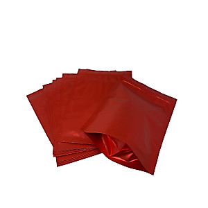 100PCS Resealable Smell Proof Stand Up and Flat Bags Aluminum Foil Pouch Bag 4 x 6 and 6 X 9 Inches Reclosable Mylar Ziplock Bag Food Storage Grip Seal Wrap (Red Stand UP, 6X9 Inch)