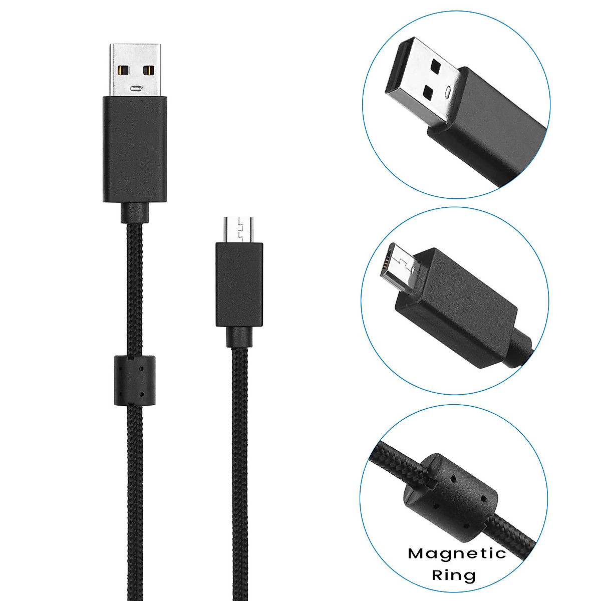 weishan Micro USB Audio Cable Replacement for Logitech G633 G933 Headset for Charging or Aux Braided 6 ft