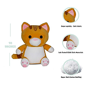 Avocatt Orange Cat Plush Toy - 10 Inches Plushie Stuffed Animal - Hug and Cuddle with Squishy Soft Fabric and Stuffing - Cute Cat Gift for Boys and Girls