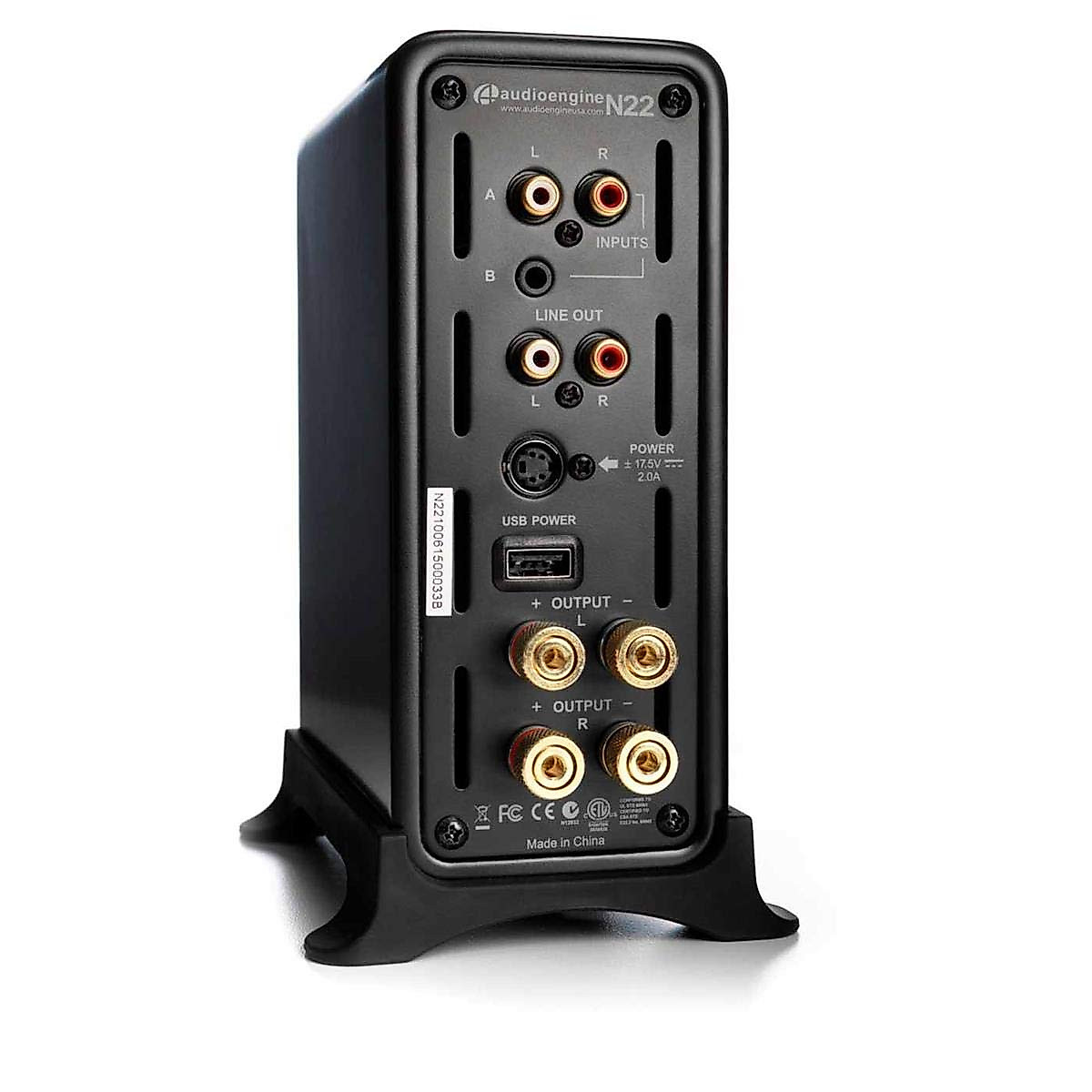Audioengine N22 80W Mini Power Desktop Laptop Home Audio Amplifier - Analog Class AB Stereo Amplifier for Home Loudspeakers | Black